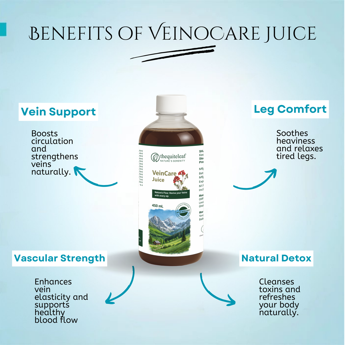 Veino Care Juice - Ayurvedic Varicose Vein Support 450ml – thequiteleaf
